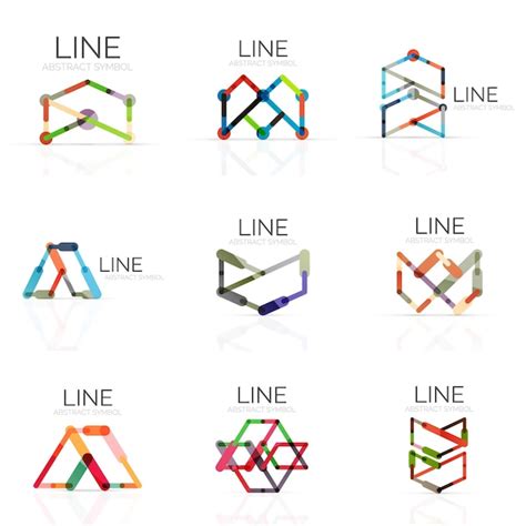 Premium Vector Set Of Linear Abstract Logos Connected Multicolored Segments Lines In
