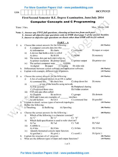 Computer Concepts And C Programming July 2014 Pdf C Programming Language Parameter