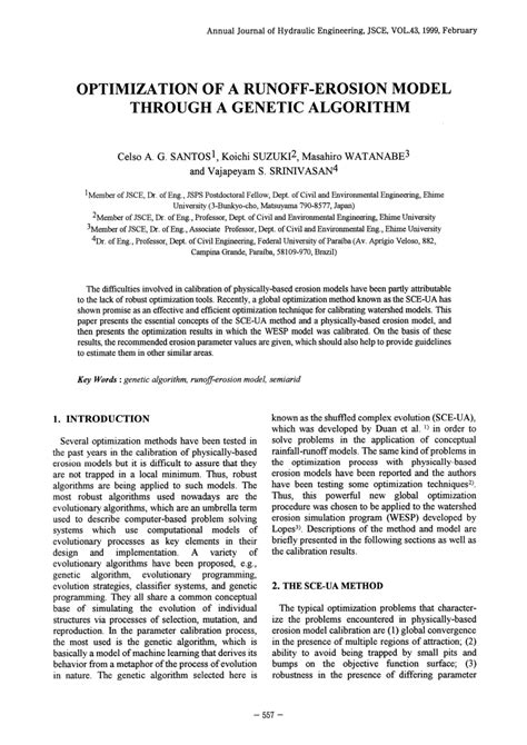 pdf optimization of a runoff erosion model through a genetic algorithm
