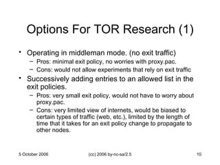 Barriers To TOR Research At UC Berkeley PPT