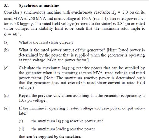 Synchronous Question Help R Electricalengineering