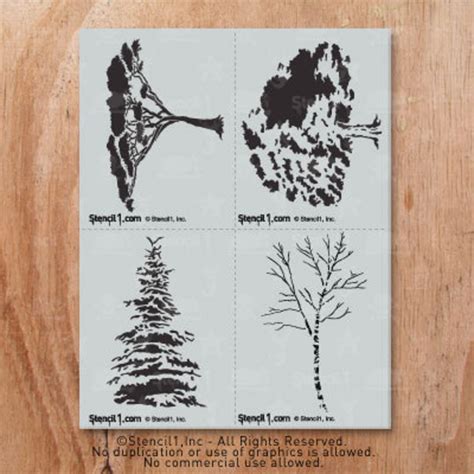 Trees 4 Pack Stencil Reusable Craft DIY Stencils S1 4P 18 Etsy
