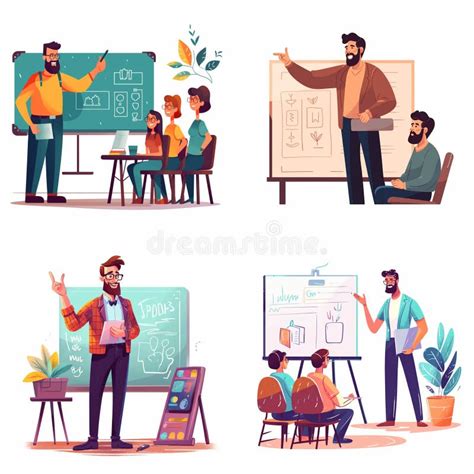 A Man Is Teaching A Class With A Chalkboard Behind Him Stock Vector Illustration Of Concept A Man Is Teaching A Class With A Chalkboard Behind Him Stock Vector Illustration Of Concept