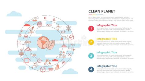 Clean Planet Concept For Infographic Template Banner With Four Point List Information Stock