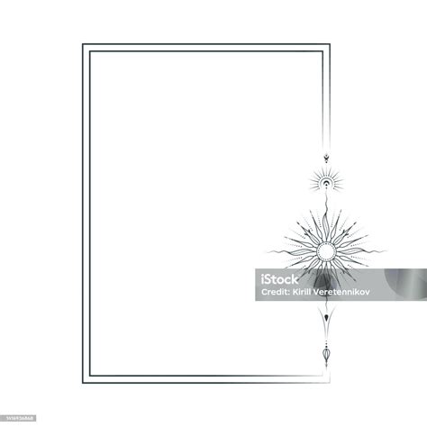 신비로운 태양을 가진 천상의 프레임 타로 카드 점성술 출생 차트 및 운세 보호 디자인의 인사말 카드를위한 빈티지 배경 흰색