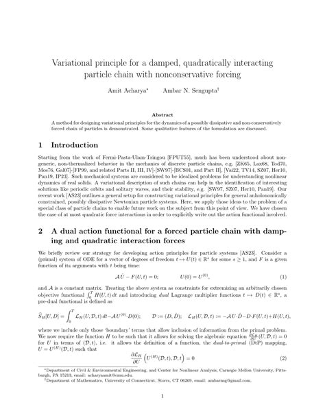 Pdf Variational Principle For A Damped Quadratically Interacting