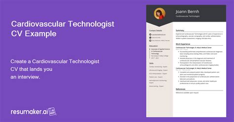Cardiovascular Technologist Cv Example For 2025