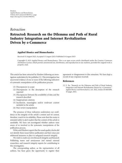 Pdf Retracted Research On The Dilemma And Path Of Rural Industry Integration And Internet