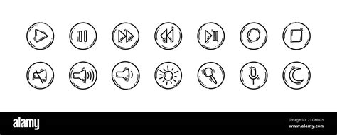 Doodle Computer Interface Play Stop Forward Rewind Brightness Mute