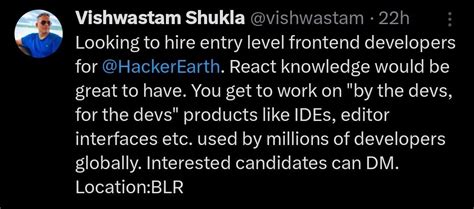 Abishua Blessmic On Linkedin Vishwastam Shukla Hackerearth