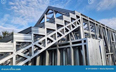Lightweight Steel Thin Walled Structures Frames For Warehouses Garages Or Houses Stock Footage