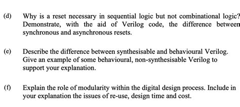 Solved D Why Is A Reset Necessary In Sequential Logic But Chegg
