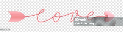 화살표 사랑 스크립트 단어 손 투명 한 배경에 글자를 그린 사랑과 발렌타인 데이 포스터 또는 배너를위한 현대적인 서예 디자인 2
