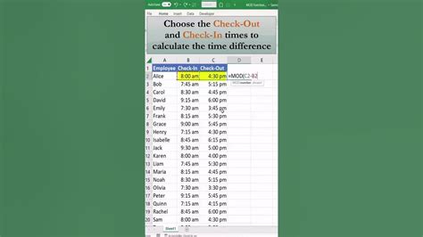 How To Calculate Working Hours Using The Mod Function In Excel Youtube
