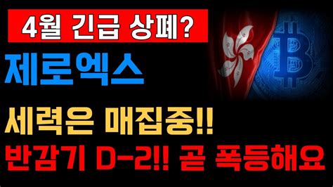 제로엑스 4월 긴급 상폐라고 세력은 지금 오히려 매집중입니다 반감기 D 2 엄청난 대폭등 나와요 쫄지 말고 매수 제로엑스코인전망 제로엑스전망 Youtube
