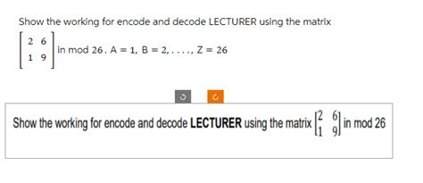 Answered Show The Working For Encode And Decode Bartleby