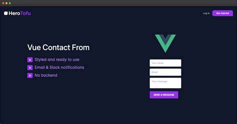 vue contact form with frontend code only herotofu