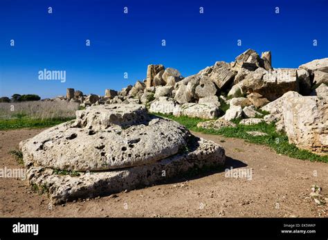 Italy Sicily Selinunte Greek Hera Temple Columns 409 Bc Stock