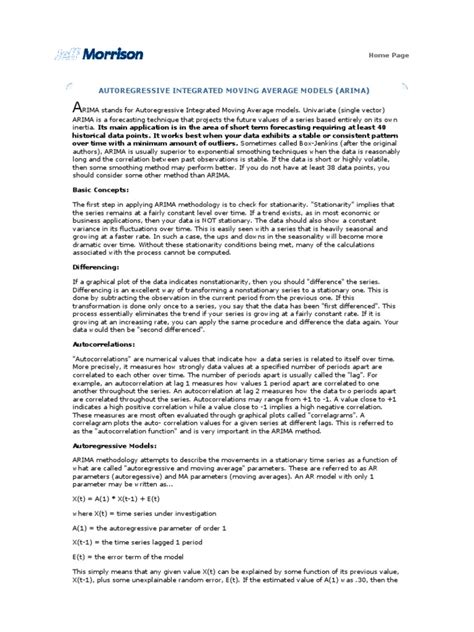 Autoregressive Integrated Moving Average Models Arima Pdf