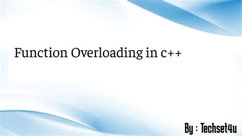 Function Overloading In Cpp C Tutorial For Beginners Youtube
