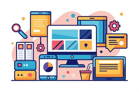 This Illustration Showcases Various Digital Devices And Tools Used In