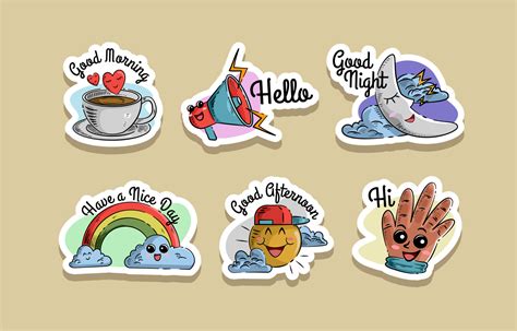 Conjunto De Colección De Pegatinas De Chat De Saludo 16997914 Vector En
