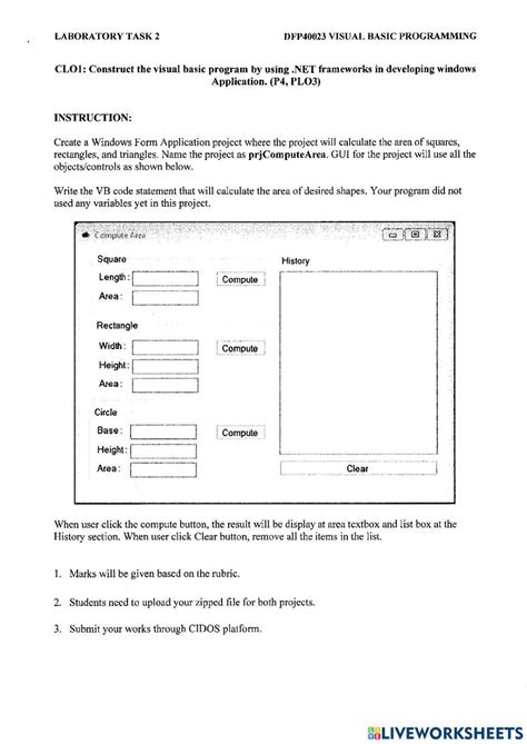 Lab Task 2 875607 Idayuastri Live Worksheets