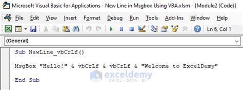 Excel Vba Create New Line In Msgbox 6 Examples