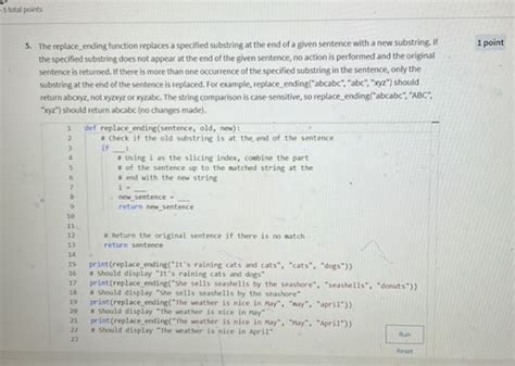 Total Points The Replace Ending Function Replaces A Specified Substr