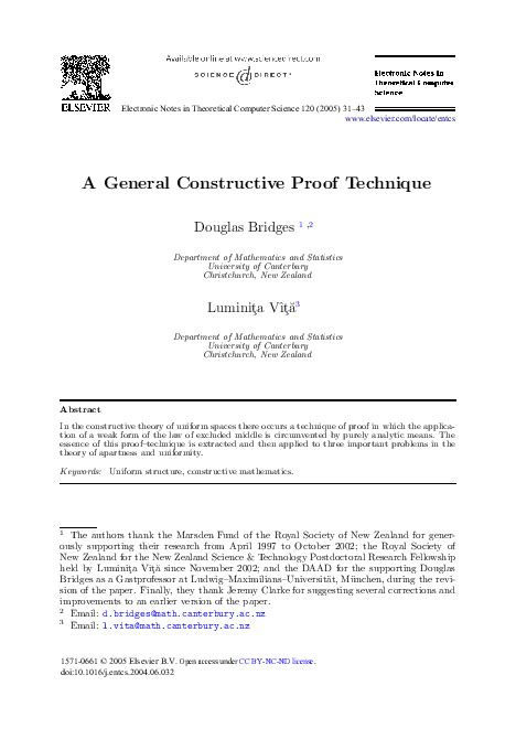 Pdf A General Constructive Proof Technique Douglas Bridges