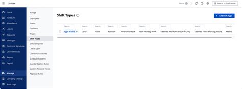 Manage Shift Types Shiftee