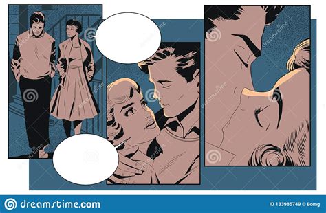 Couple In Love People In Retro Style Pop Art And Vintage Advert Stock Vector Illustration Of