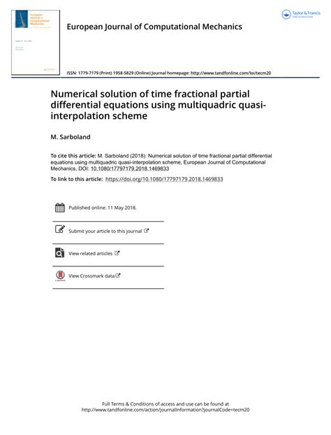 Pdf Numerical Solution Of Time Fractional Partial Differential Equations Using Multiquadric