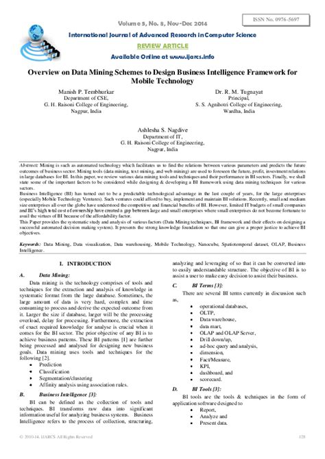 Pdf Overview On Data Mining Schemes To Design Business Intelligence