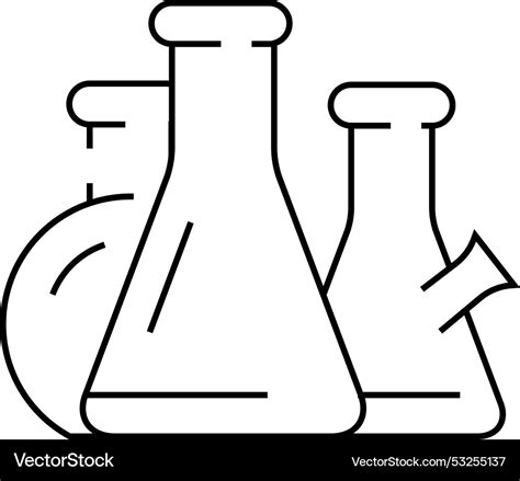 Flasks Lab Tools Line Icon Royalty Free Vector Image