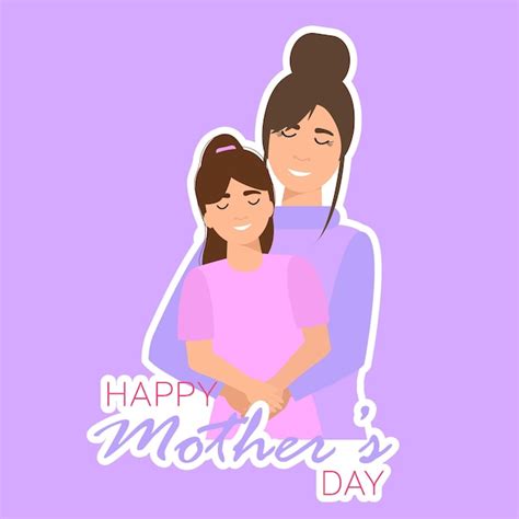 La madre está abrazando a la hija Tarjeta o pancarta del Día de la Madre feliz Madre e hija se