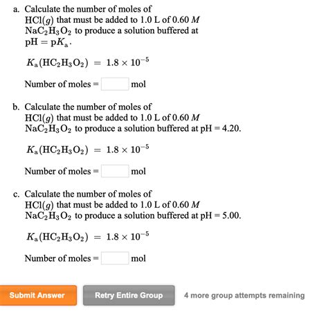 Solved A Calculate The Number Of Moles Of HCl That Must Chegg Com