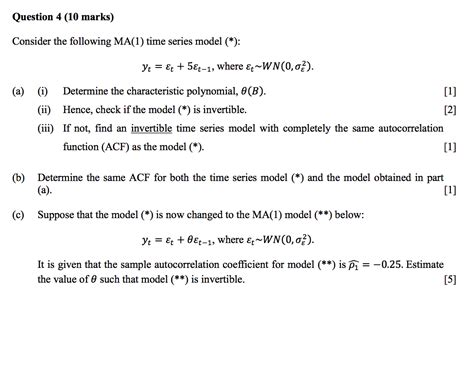 Solved Consider The Following Ma 1 Time Series Model