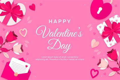 평면 발렌타인 데이 축하 배경 무료 벡터