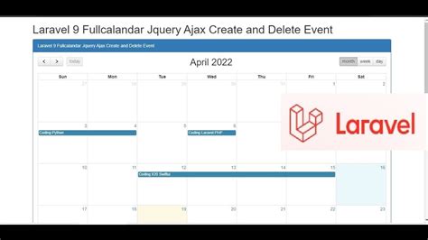 Laravel 9 Fullcalandar Jquery Ajax Create And Delete Event Youtube