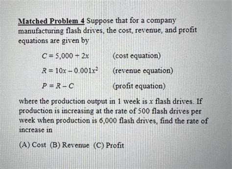 Solved Matched Problem 4 Suppose That For A Company