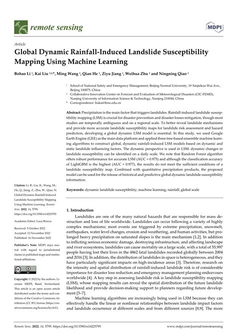 Pdf Global Dynamic Rainfall Induced Landslide Susceptibility Mapping