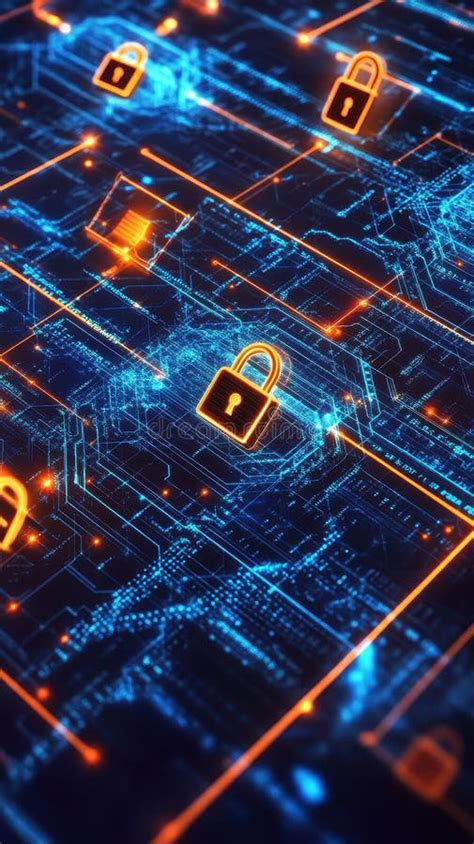 Glowing Padlock On Futuristic Circuit Board Stock Illustration Illustration Of Padlock Cyber