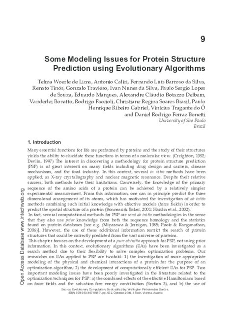 pdf some modeling issues for protein structure prediction using