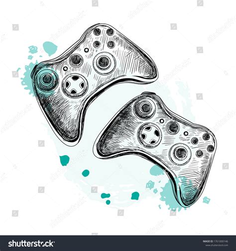 Hand Draw Sketch Illustration Joystick Playing เวกเตอร์สต็อก ปลอดค่าลิขสิทธิ์ 1761000146