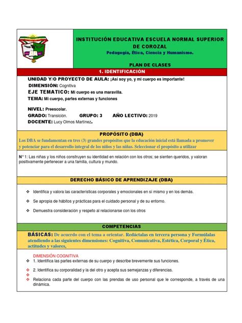 Formato De Plan De Clase Para Preescolar Variaciones Clase Images And