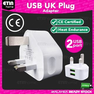 UK Plug Pin USB Plug Adapter Charger Power Plug Wall Socket USB Port MAh AC V