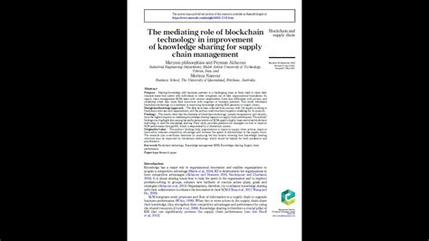 My New Paper About Blockchain Application In Km And Scm