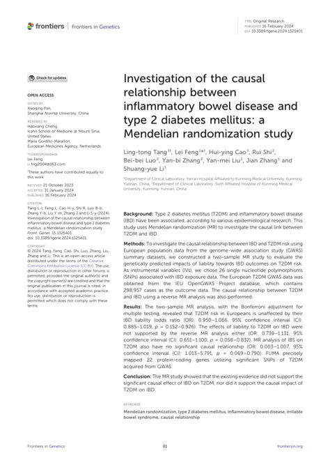 Pdf Investigation Of The Causal Relationship Between Inflammatory Bowel Disease And Type 2