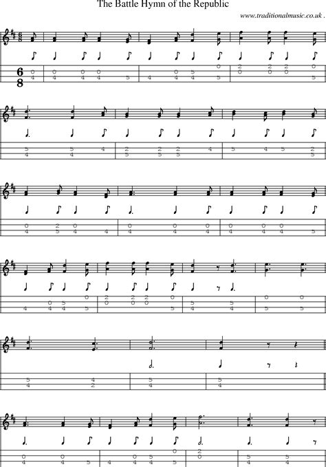 American Old Time Music Scores And Tabs For Mandolin The Battle Hymn
